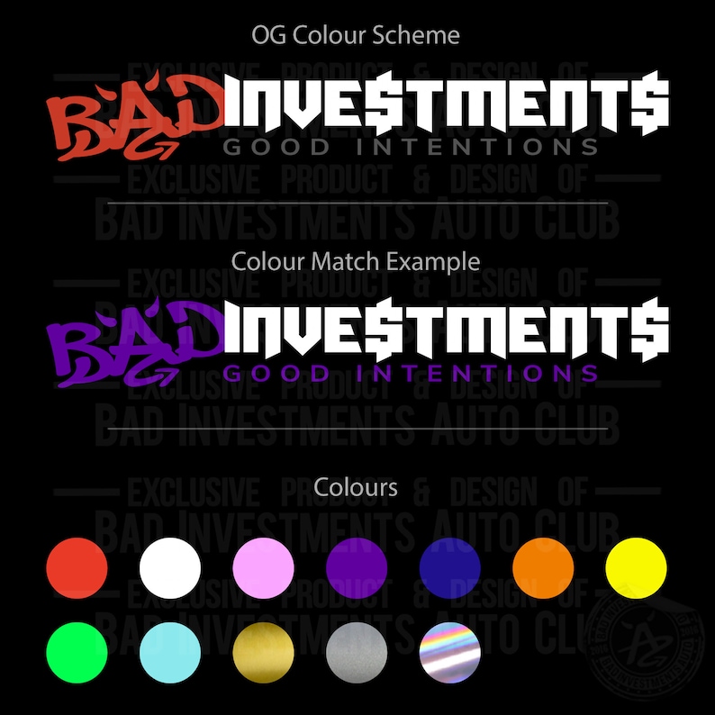 Bad Investments Banner Car Club Decal Windshield Banners - Etsy