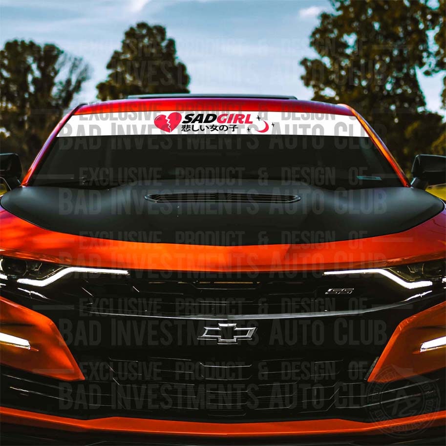 Sad Girl Banner Windshield Banners Anime Car Decal Window - Etsy