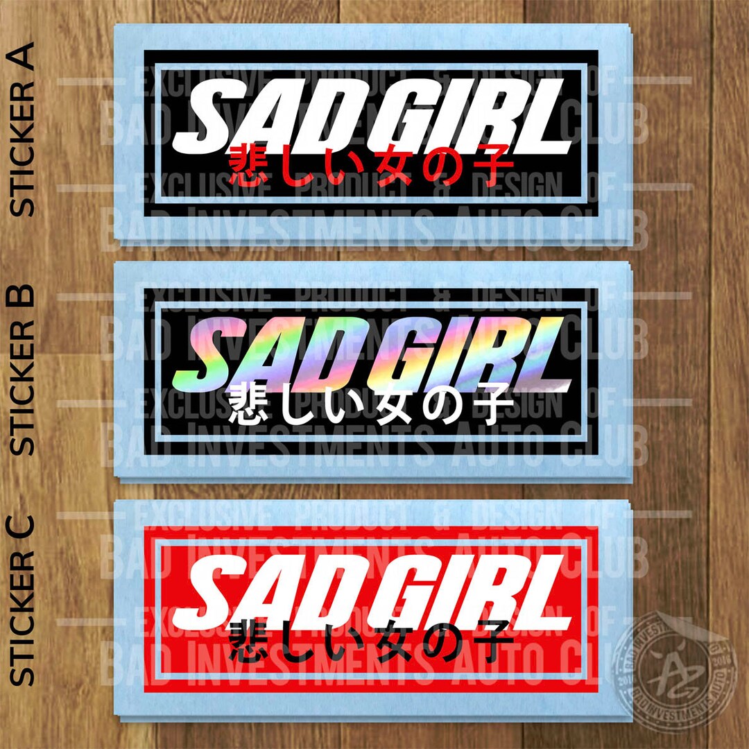 Sad Girl Sticker, Anime Car Decal, Anime Merch, JDM Stickers, Kawaii ...
