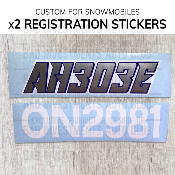 Pair Registration Number Decals Snowmobile Decal Custom | Etsy