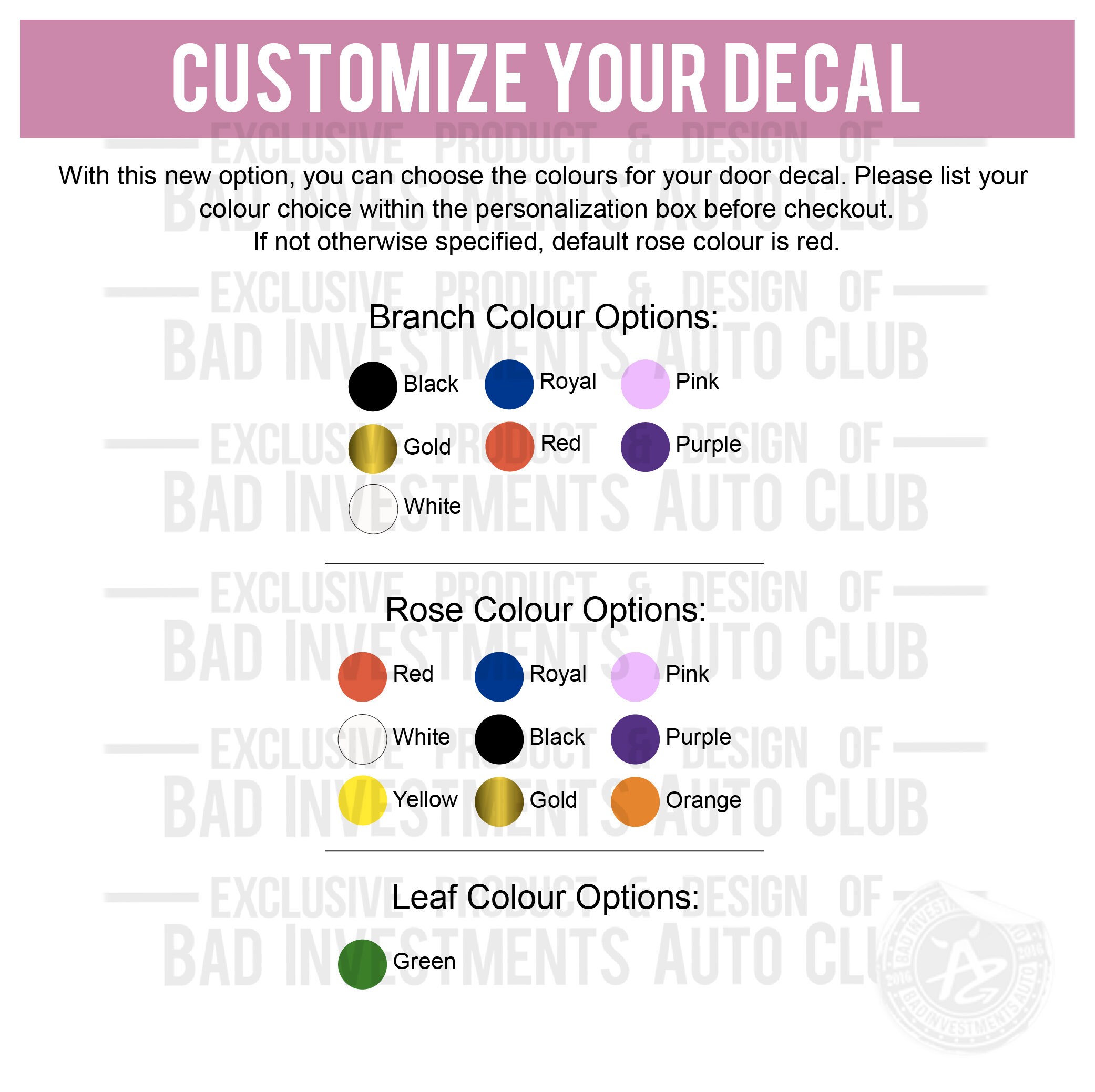Rose Car Decal, Fun Car Decoration, Side Graphic, Gift for Girl Car ...