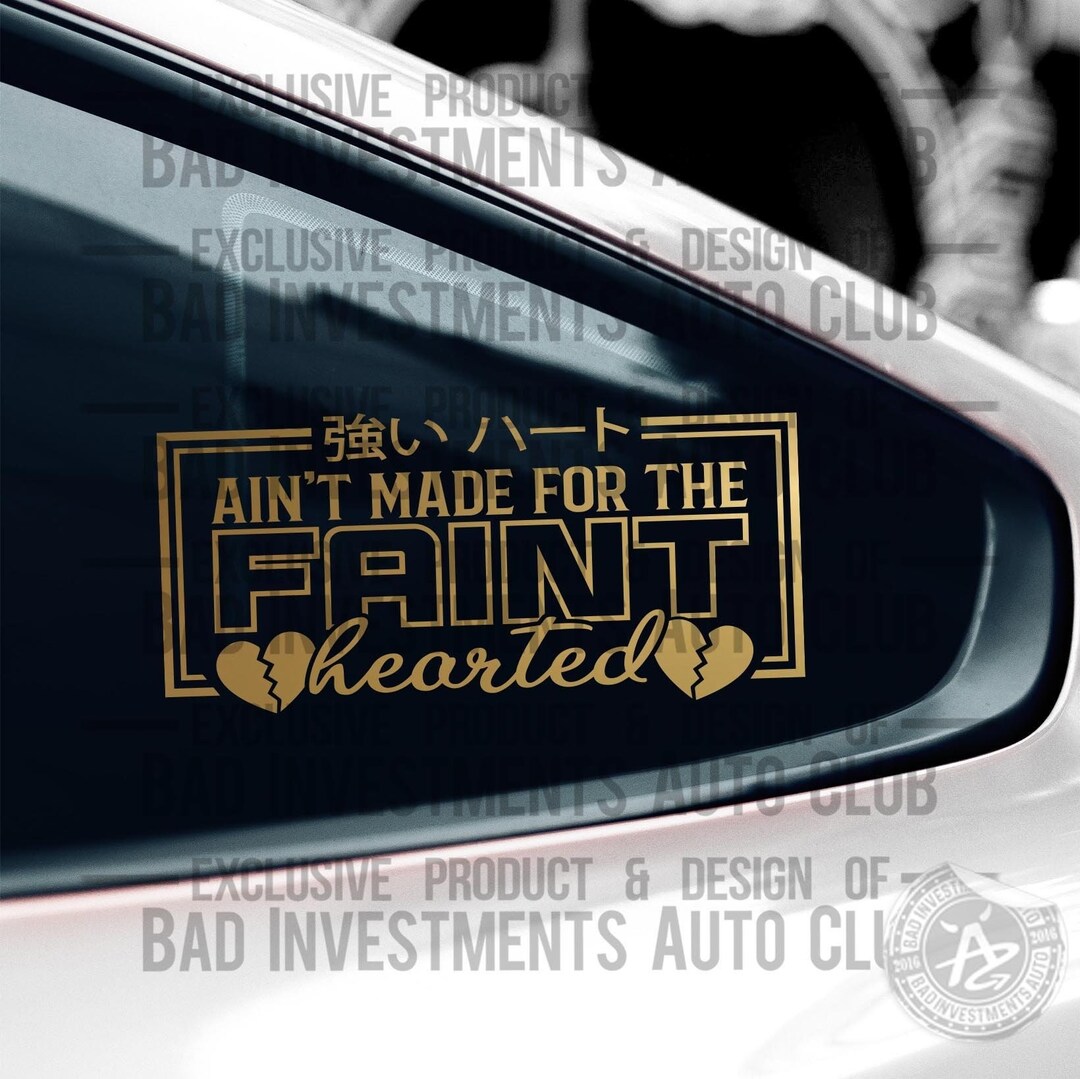 Faint Hearted Decal, JDM Stickers, Car Merch, Kawaii Car, Car Girl ...