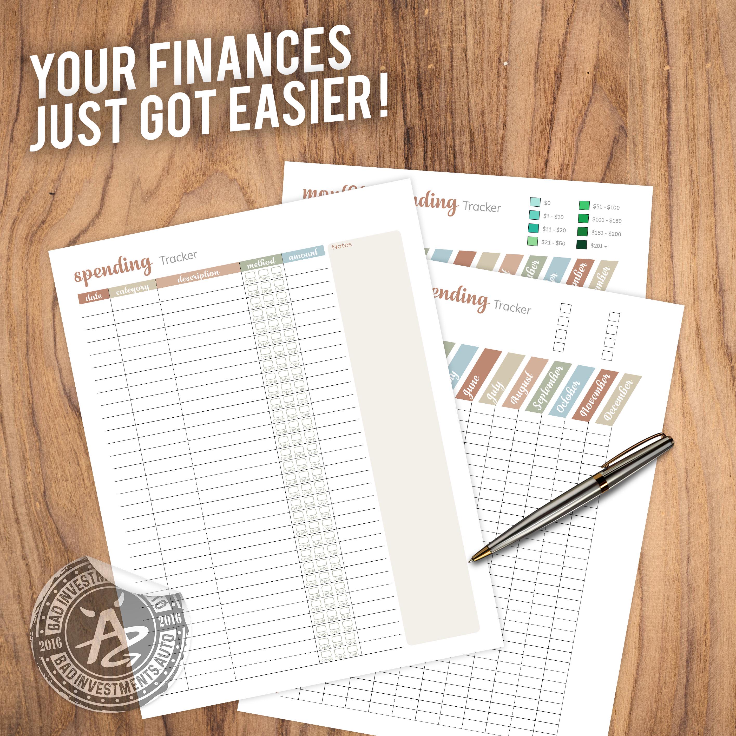 Spending Tracker Printable, Expense Tracker, Finance Budget Tracker ...