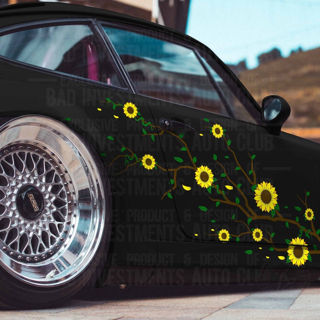 Sunflower Car Decal, Side Graphics, Flower Decals, Vinyl Flower Decal ...