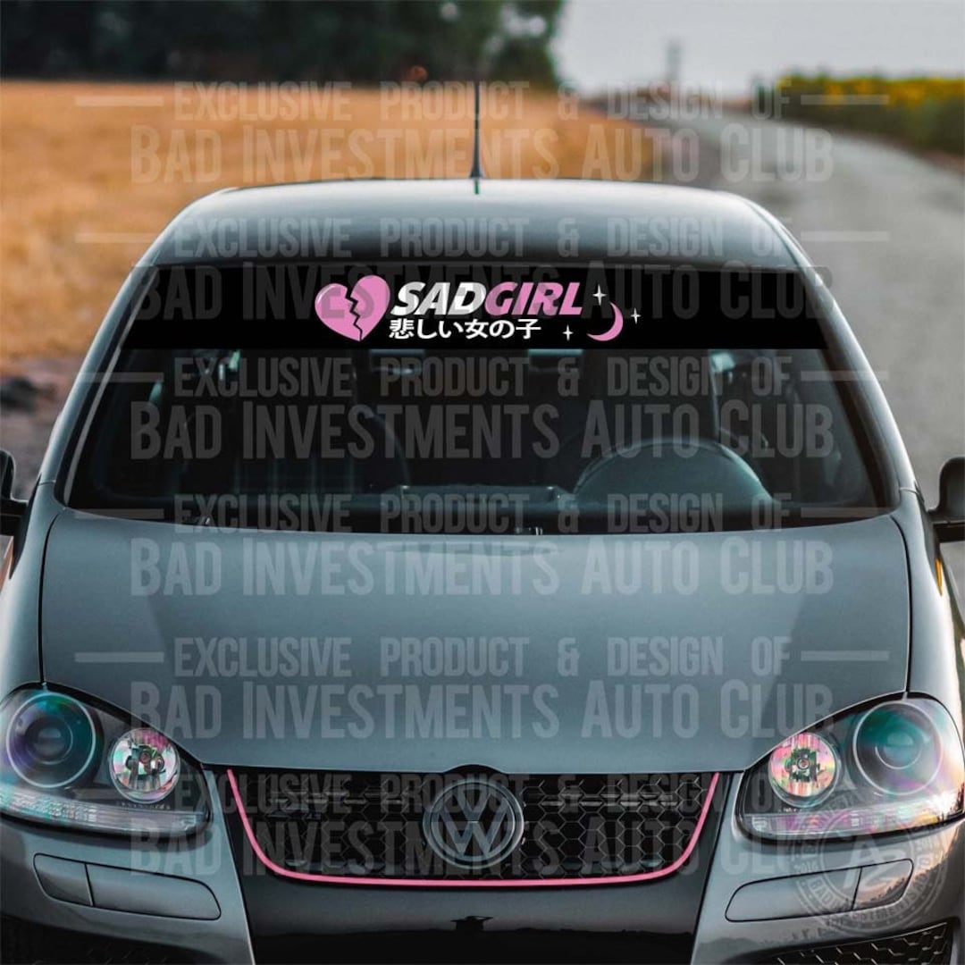 Sad Girl Banner, Windshield Banners, Anime Car Decal, Window Sticker ...