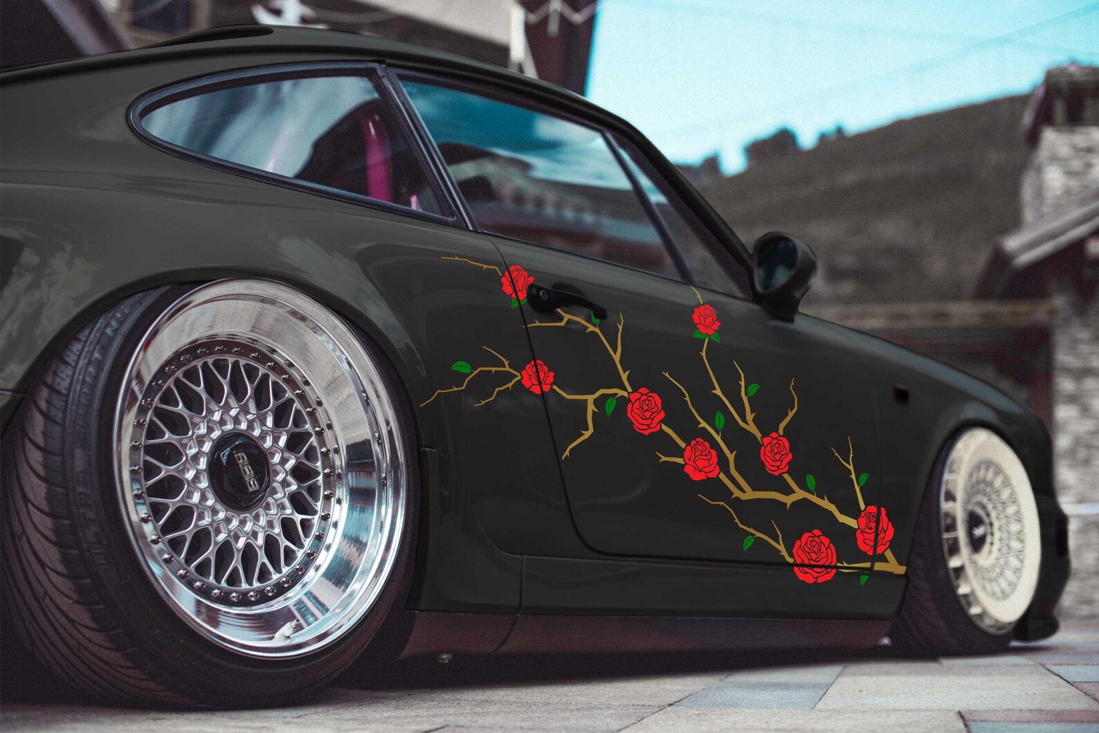 Rose Car Decal, Fun Car Decoration, Side Graphic, Gift for Girl Car ...