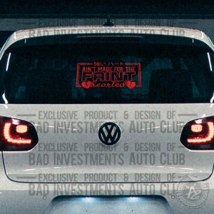 Faint Hearted Decal, JDM Stickers, Car Merch, Kawaii Car, Car Girl ...