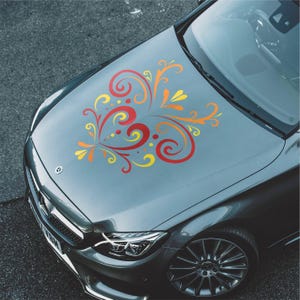Tri-colour Flourish Hood Car Decal, Car Livery, New Car Gift, Hood Car ...