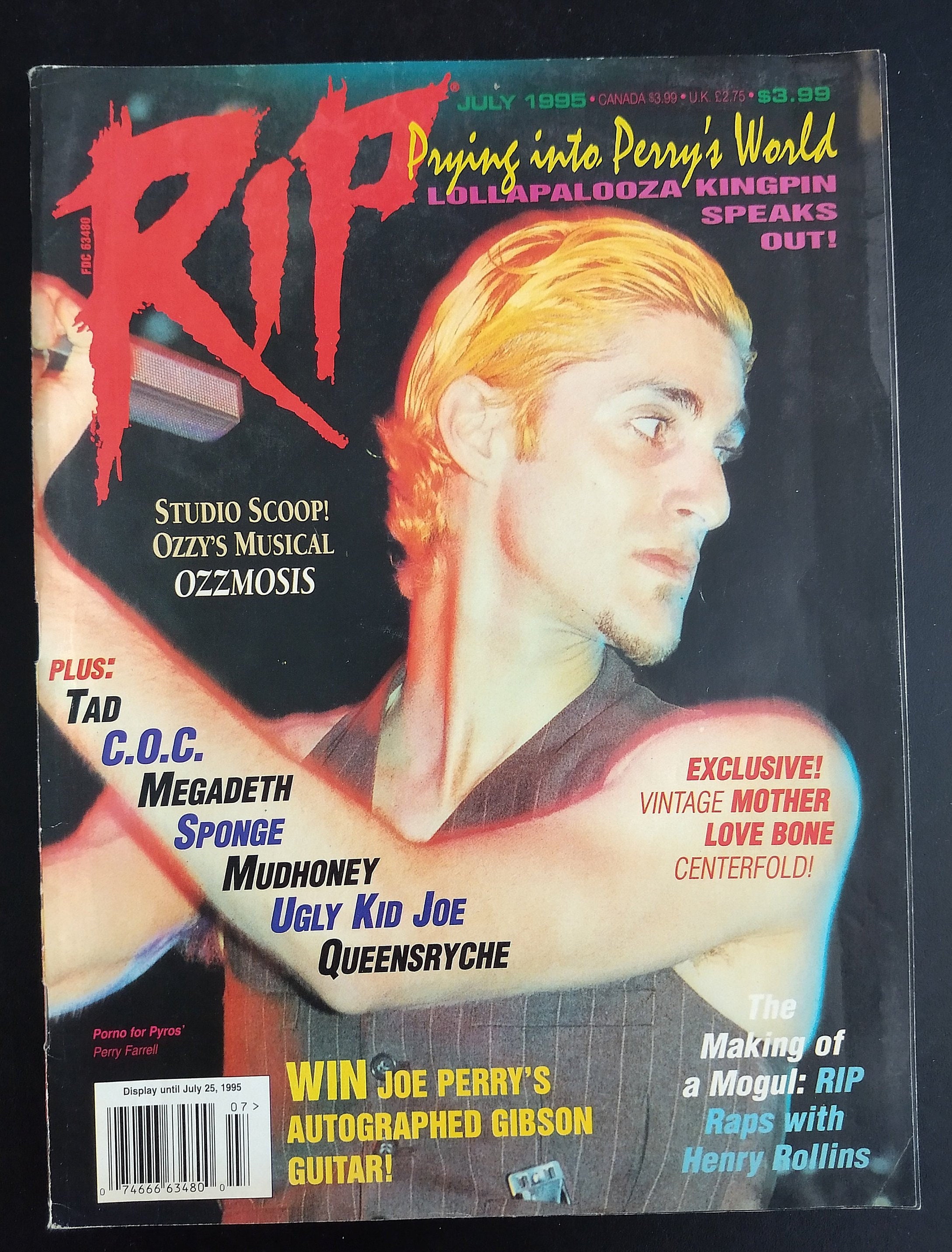 RIP Magazine July 1995 Ft. Perry Farrell, Mother Love Bone Centerfold ...