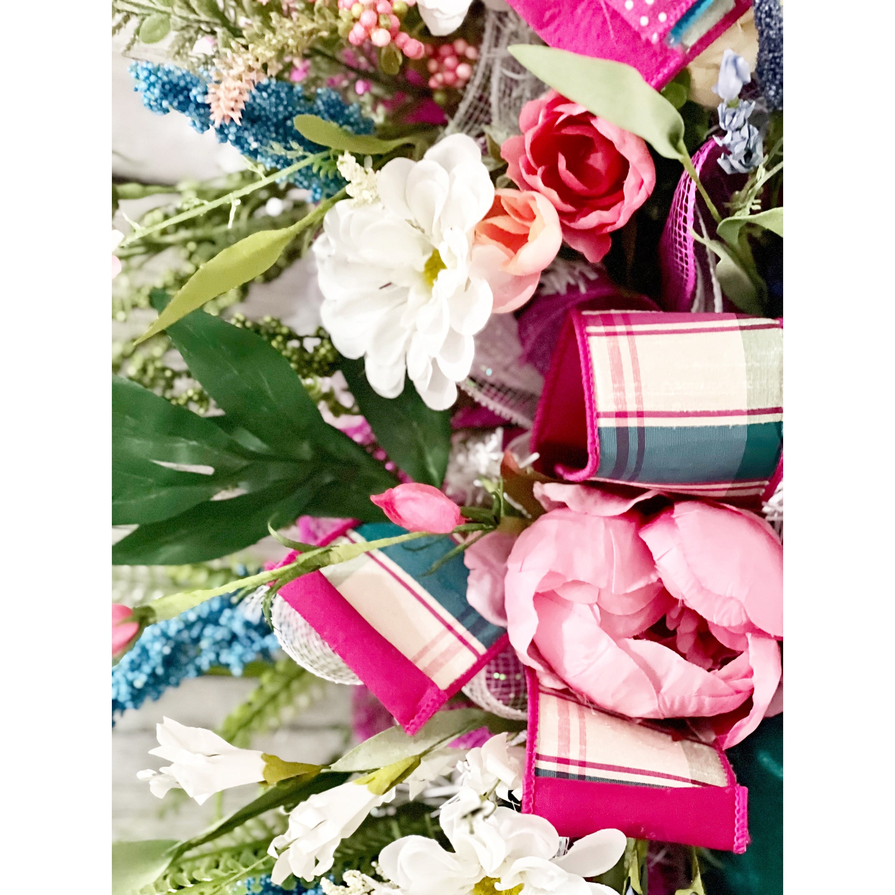 Easter Flocked Bunny Swag for Front Door, Easter Floral Wreath, Spring ...