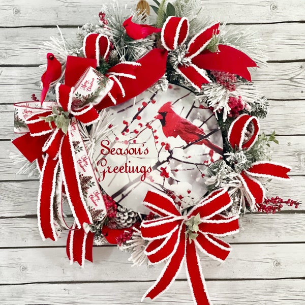 Cardinal Wreath - Etsy