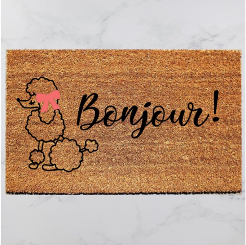 French Poodle "bonjour!" Coir Doormat | Bonjour | French | France ...