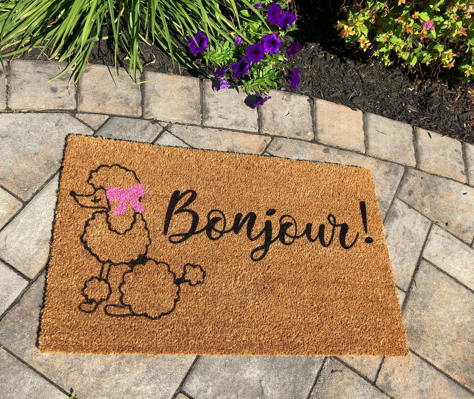 French Poodle "bonjour!" Coir Doormat | Bonjour | French | France ...