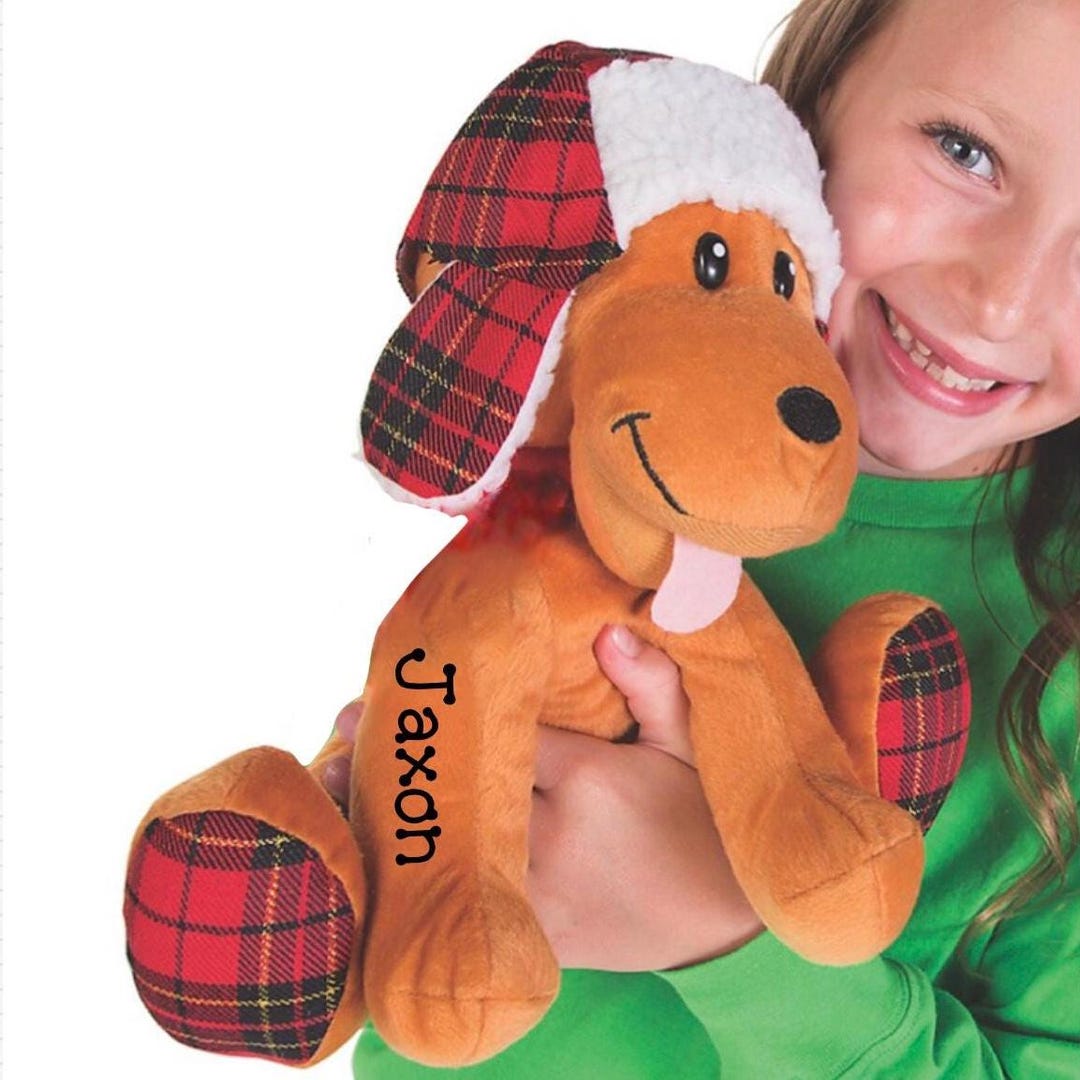Personalized Holiday Dog Stuffy, Stuffed Christmas Puppy, Xmas Plush ...
