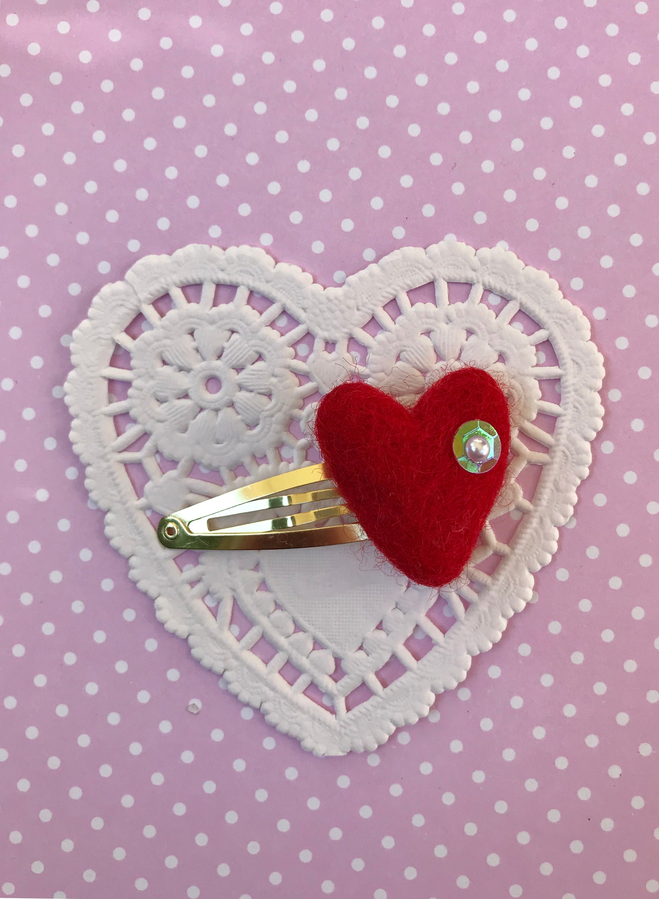 Felted Heart Snap Clip/ Valentines Day Hair Clip/ Heart Hair - Etsy ...