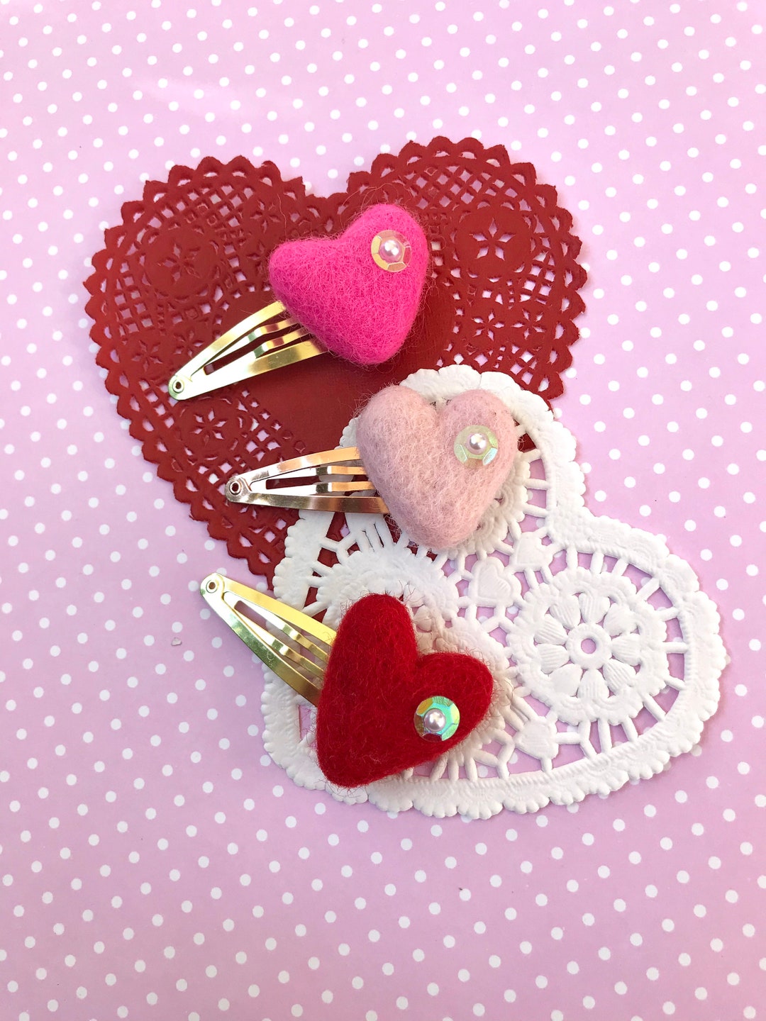 Felted Heart Snap Clip/ Valentines Day Hair Clip/ Heart Hair - Etsy ...