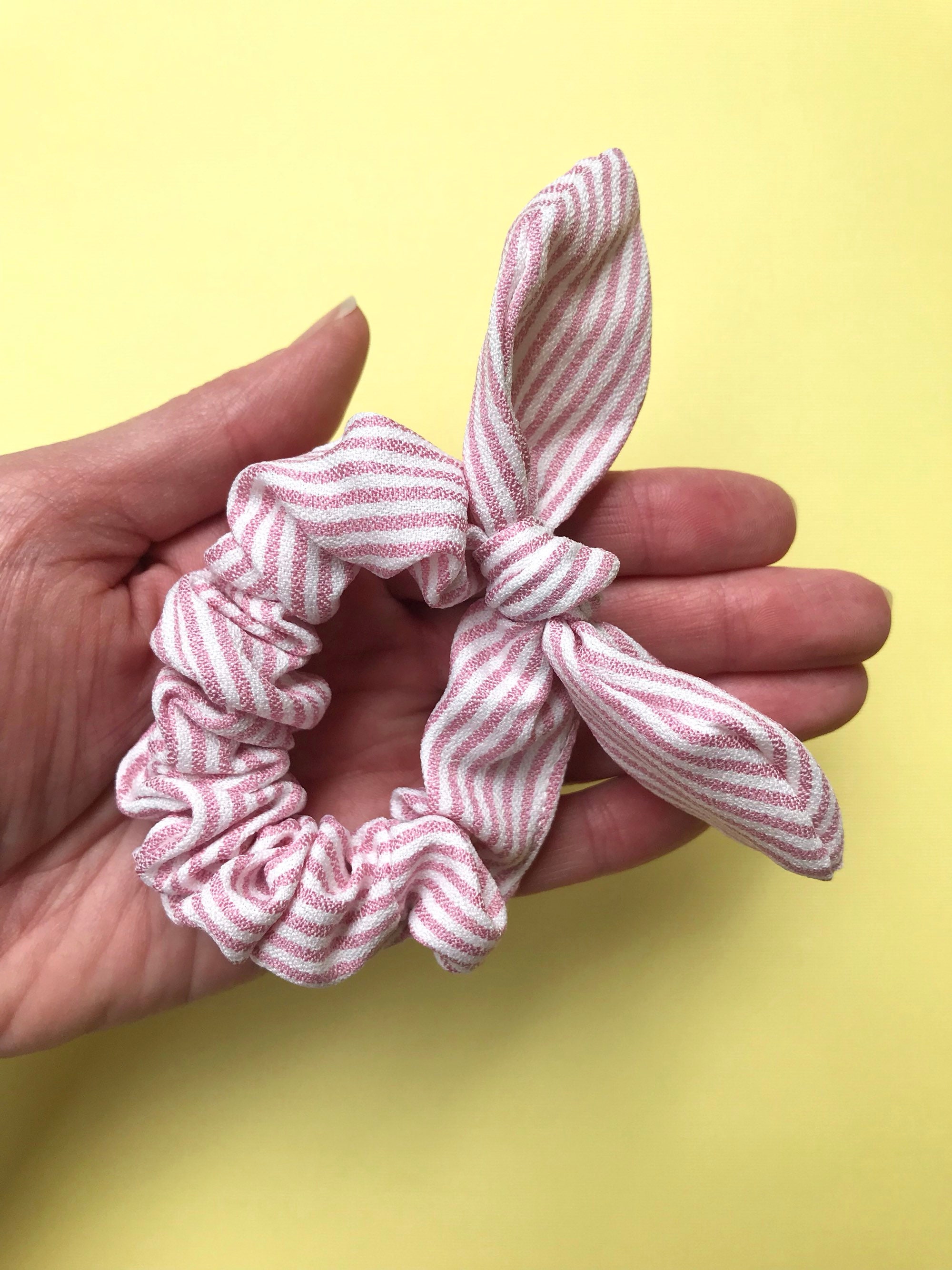 Summer Stripe Bunny Ear Scrunchie - Etsy UK