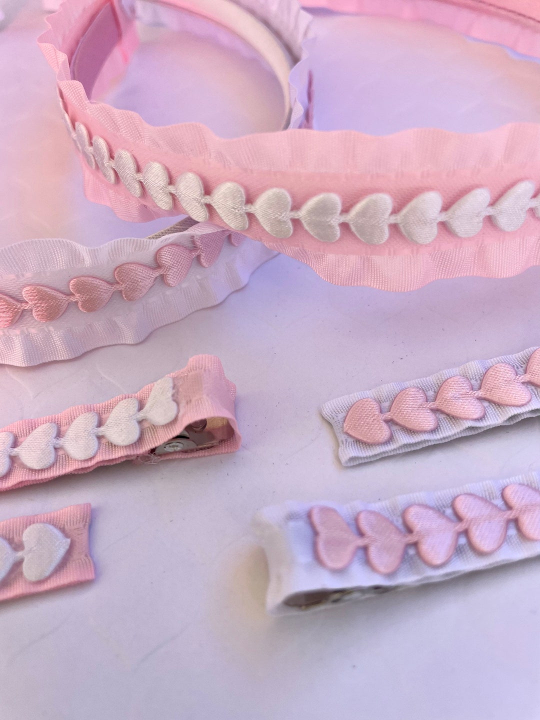 Valentines Day Headband/ Heart Headband/ Double Ruffle Headband ...