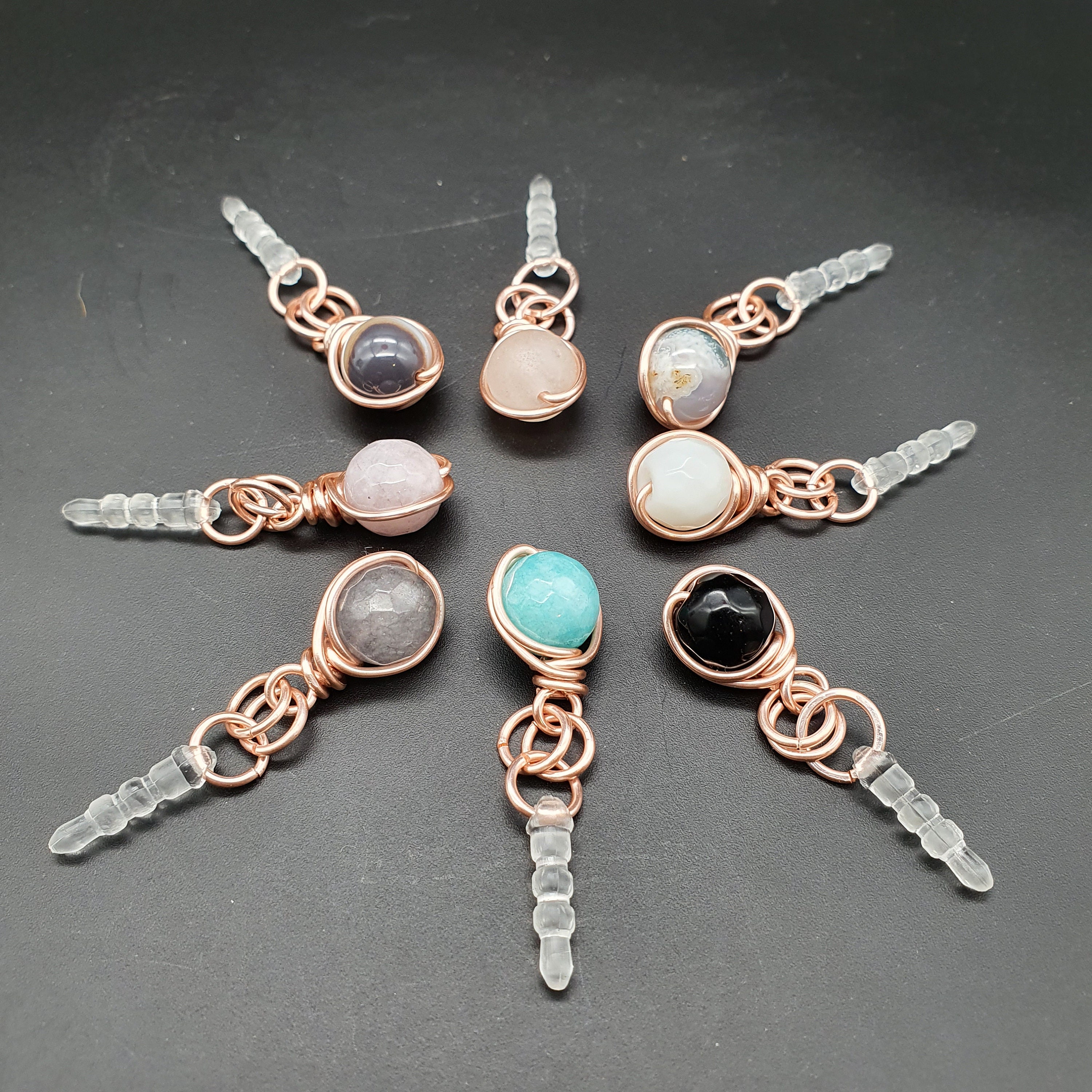 Gemstone Phone Charm: Rose Gold Coloured, Wire-wrapped 3.5mm Dust Plug ...