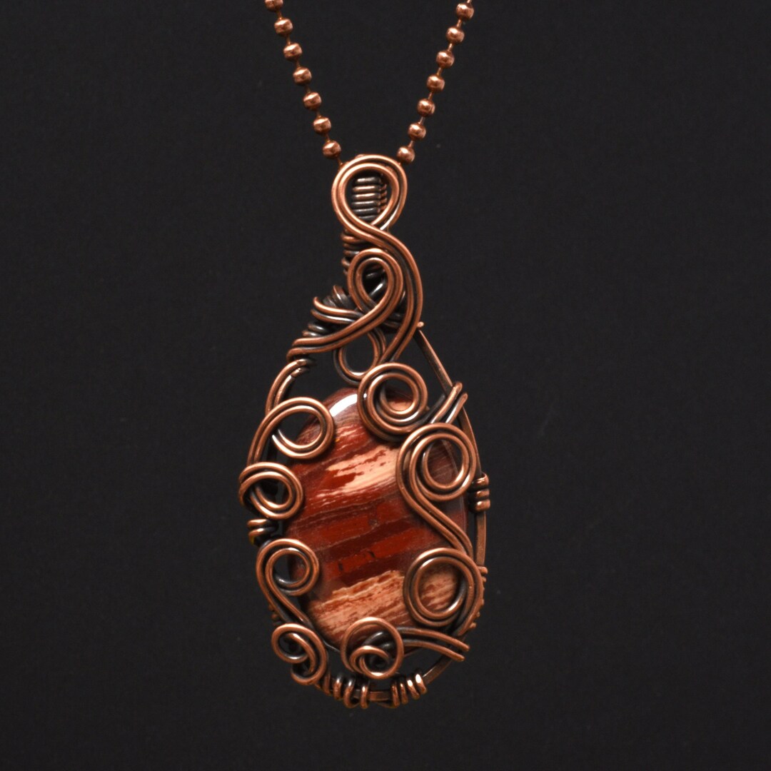 Red Skin Jasper Wire Wrapped Copper Statement Pendant - Etsy