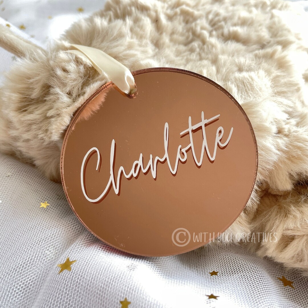 Acrylic Stocking Name Tag Personalized Present Tag Rose - Etsy