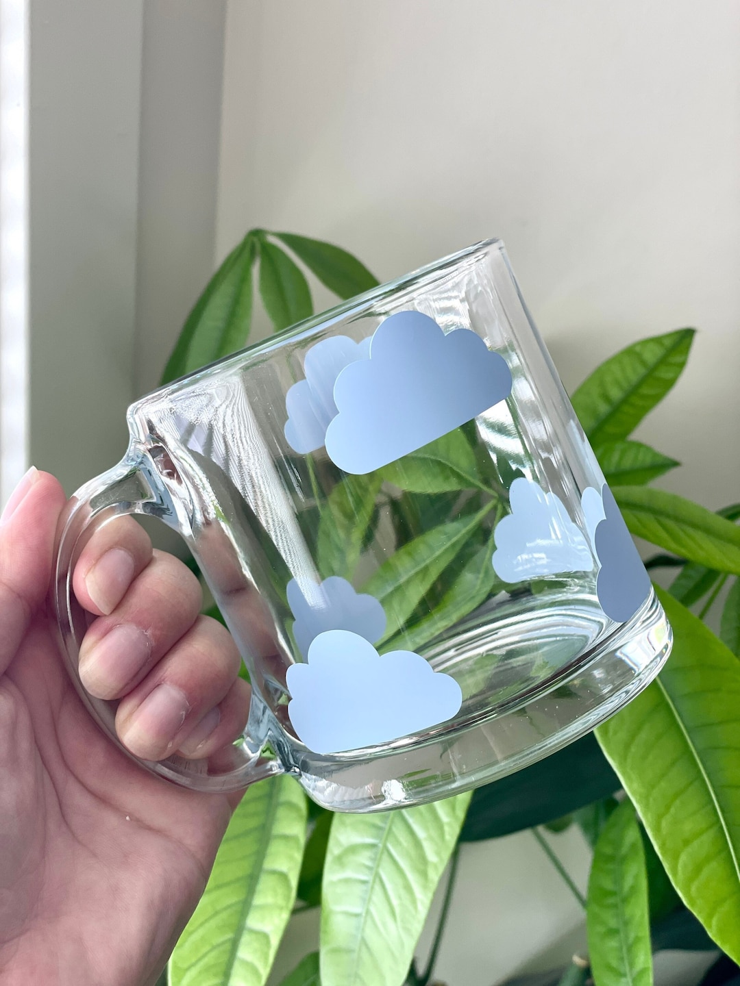 Cloud Glass Mug Coffee Mug Boho Cup Design Glass Cup Birthday Gift Idea ...