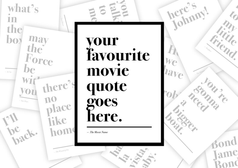 Personalised Movie Quotes Posters Movie Prints, Film Poster, Movie Gift ...