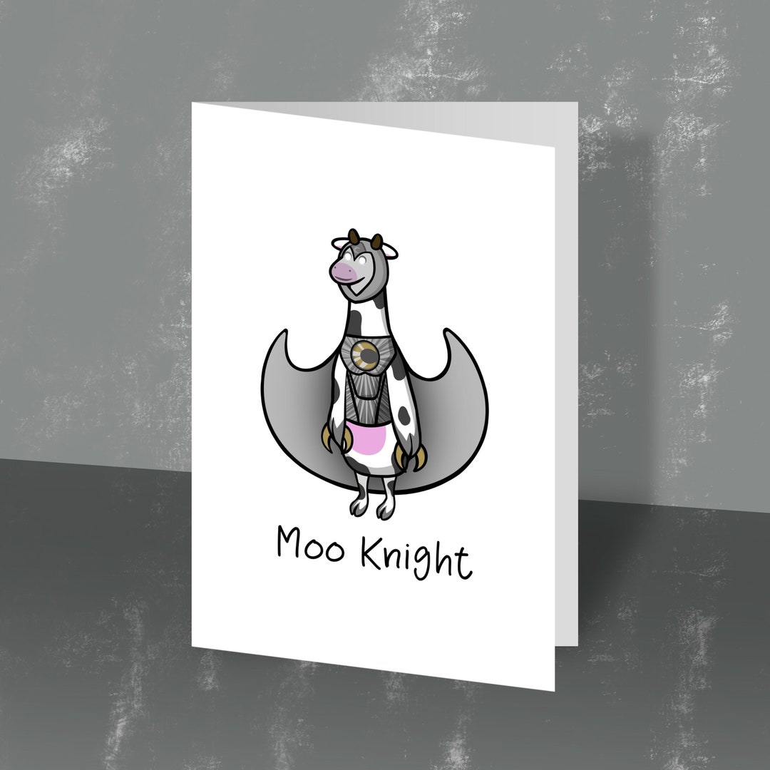 Moo Knight Moon Knight Inspired Greeting Card, Birthday Card, Funny ...