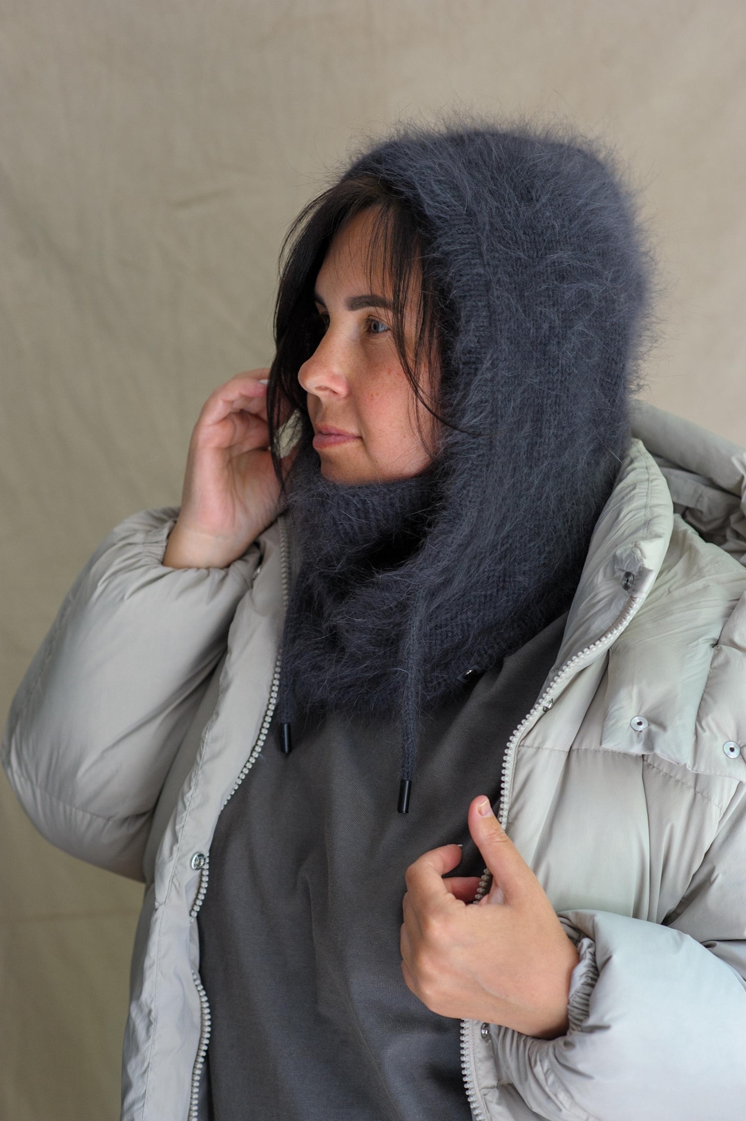 Handmade Mink Fluff Hooded Scarf: Adjustable Balaclava Snood - Etsy