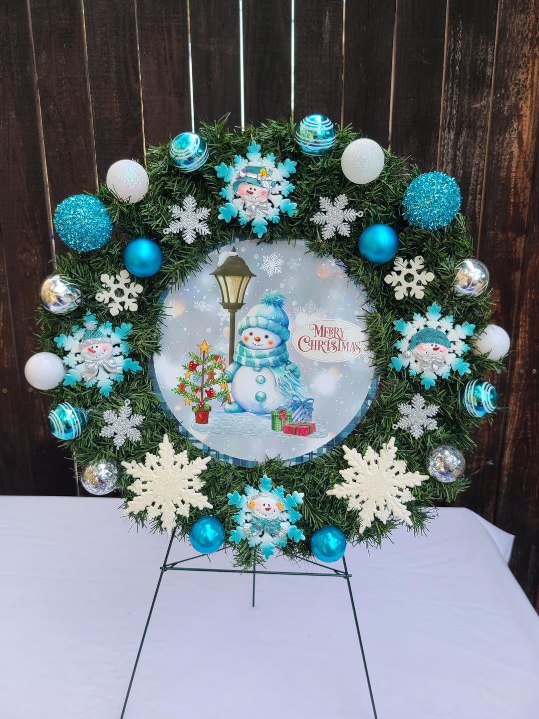 Snowman Christmas Memorial Wreath: Graveside Snowflake Decoration - Etsy
