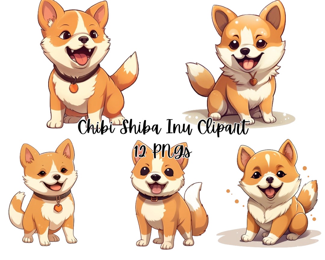 Chibi Shiba Inu Clipart Bundle PNG, PNG Bundle, Commercial Use, Pngs ...