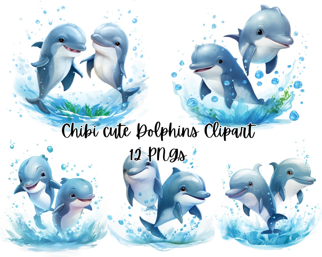 Chibi Dolphins PNG Clipart Dolphin PNG Bundle Commercial - Etsy UK