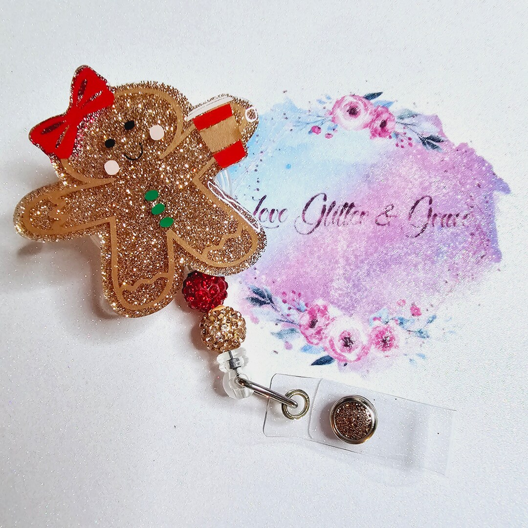 Gingerbread Girl With Coffee, Badge Reel, Nurse, Cna, Pct, Doctor ...
