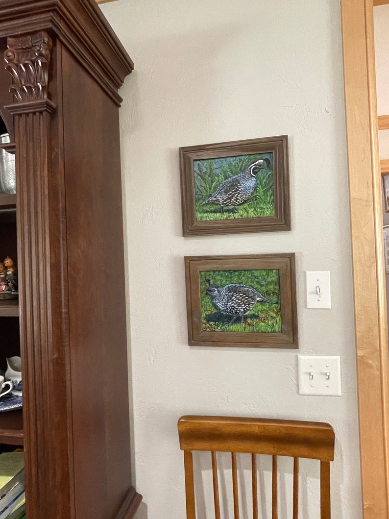 Original Acrylic Painting of a Female Quail in Realistic Style in a ...