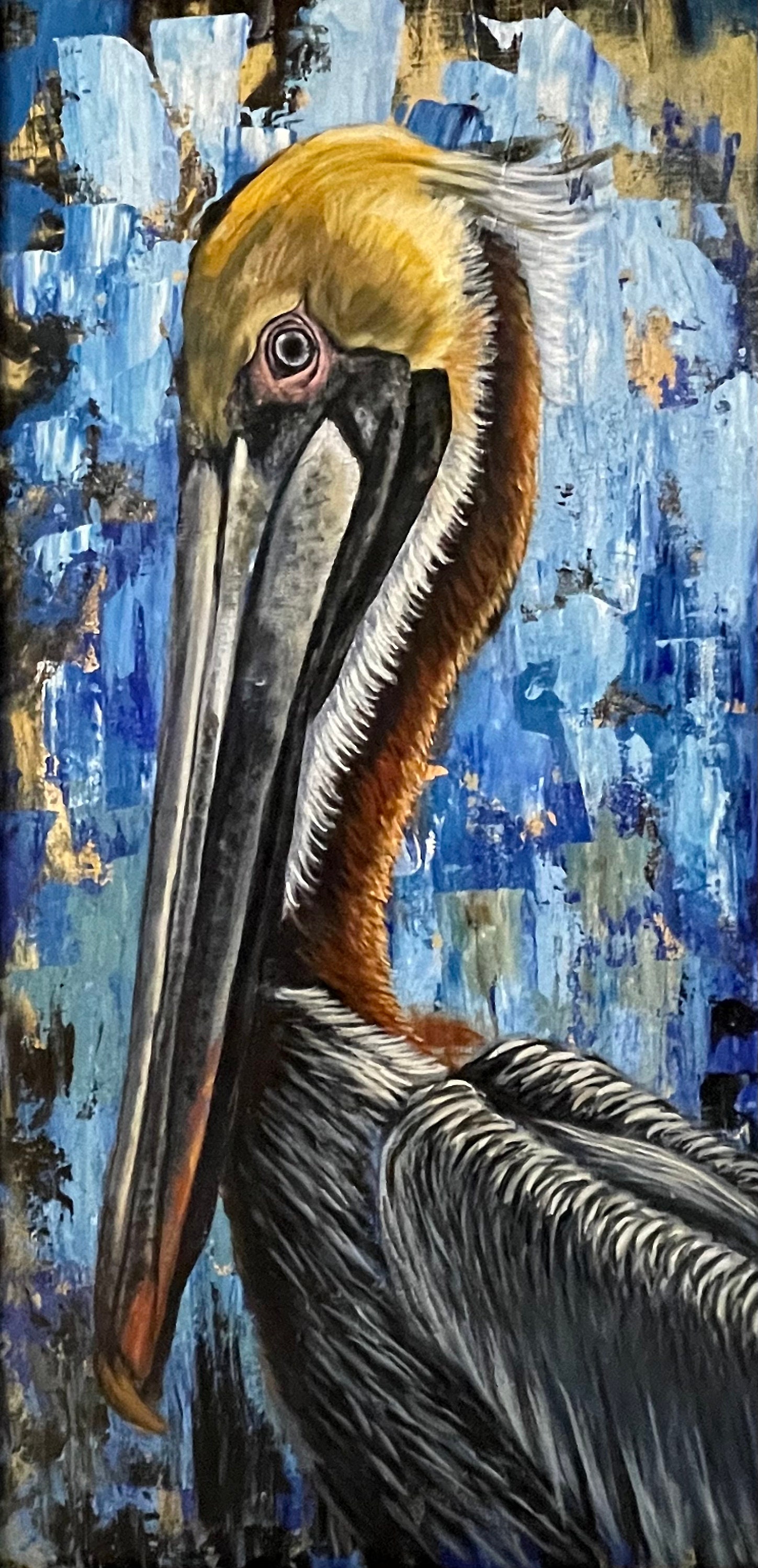 Original Brown Pelican Acrylic Painting Rustic Style With Heavy ...