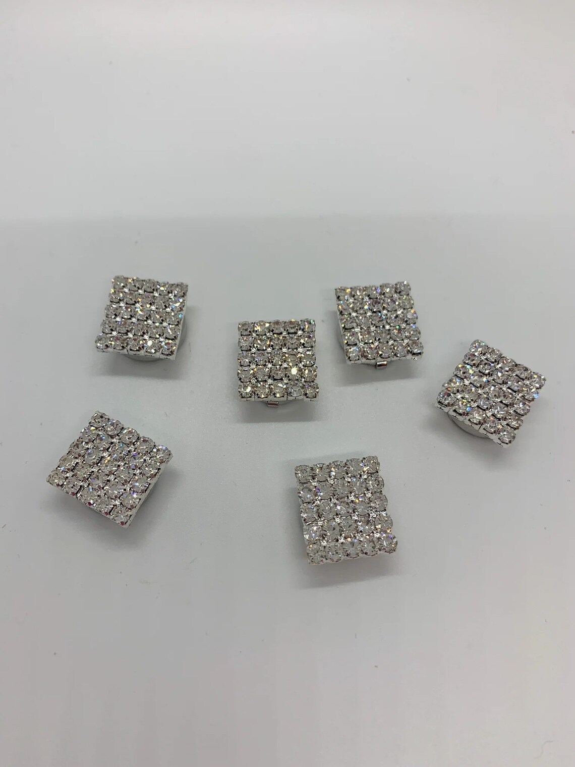 Diamonte Elegant Sparkly Square Clip-on Button Covers Set of 6 or 2 No ...