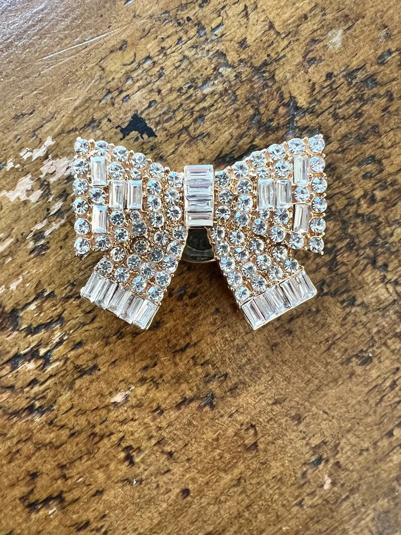 NO SEW, Clip on Diamonte Bow Button Cover - Etsy