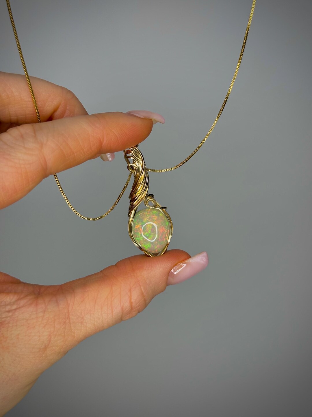 Light Grey Bodied Micro-floral Pattern Opal in Gold - Etsy