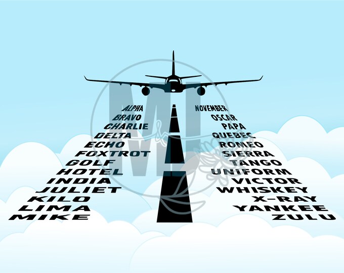 Airplane Shaped Pilot Phonetic Alphabet Aviation Digital Download Cut ...