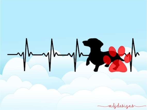 Dachshund Weiner Dog Heartbeat Heart Beat Digital SVG dxf | Etsy
