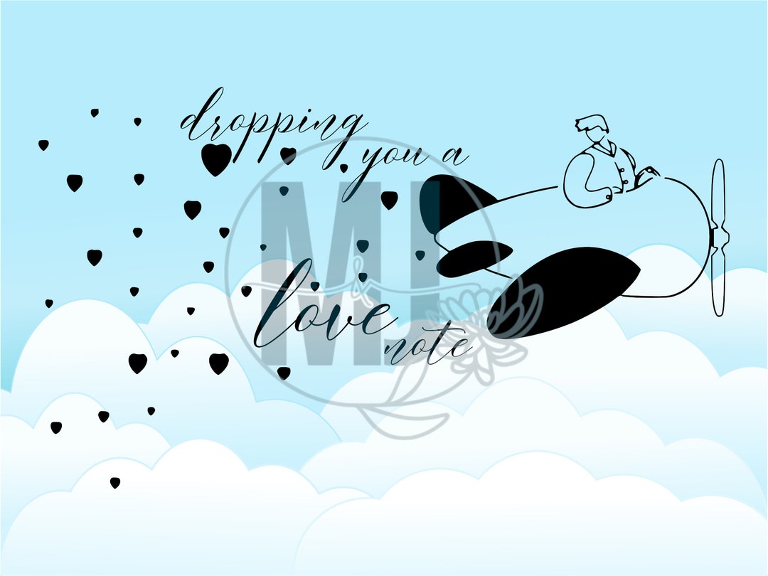 Plane Pilot Valentine Plane Drop Love Note Vday Valentines Aviation Svg ...