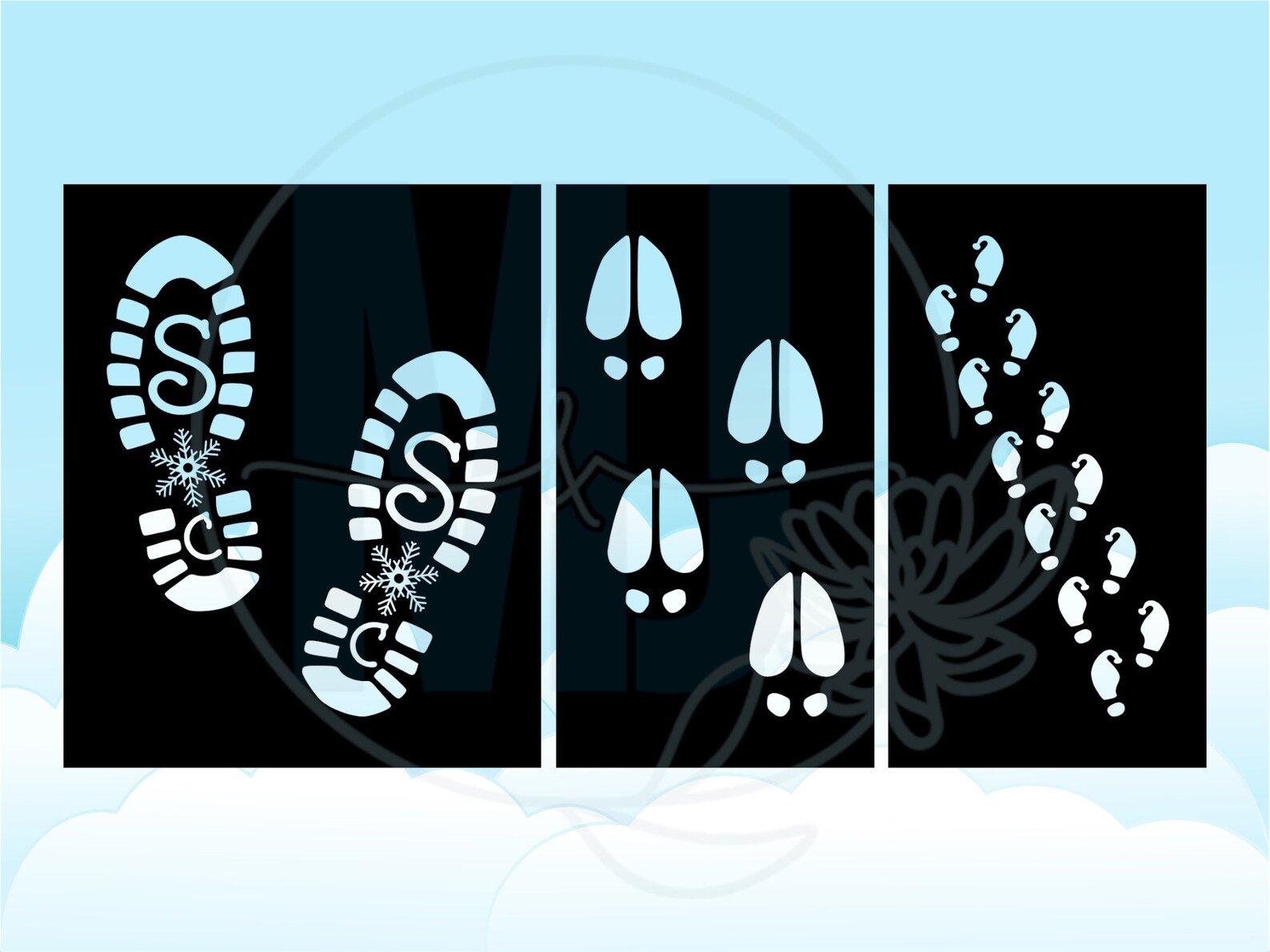 Santa Reindeer Elf Footprints Stencil Tracks Christmas Morning - Etsy