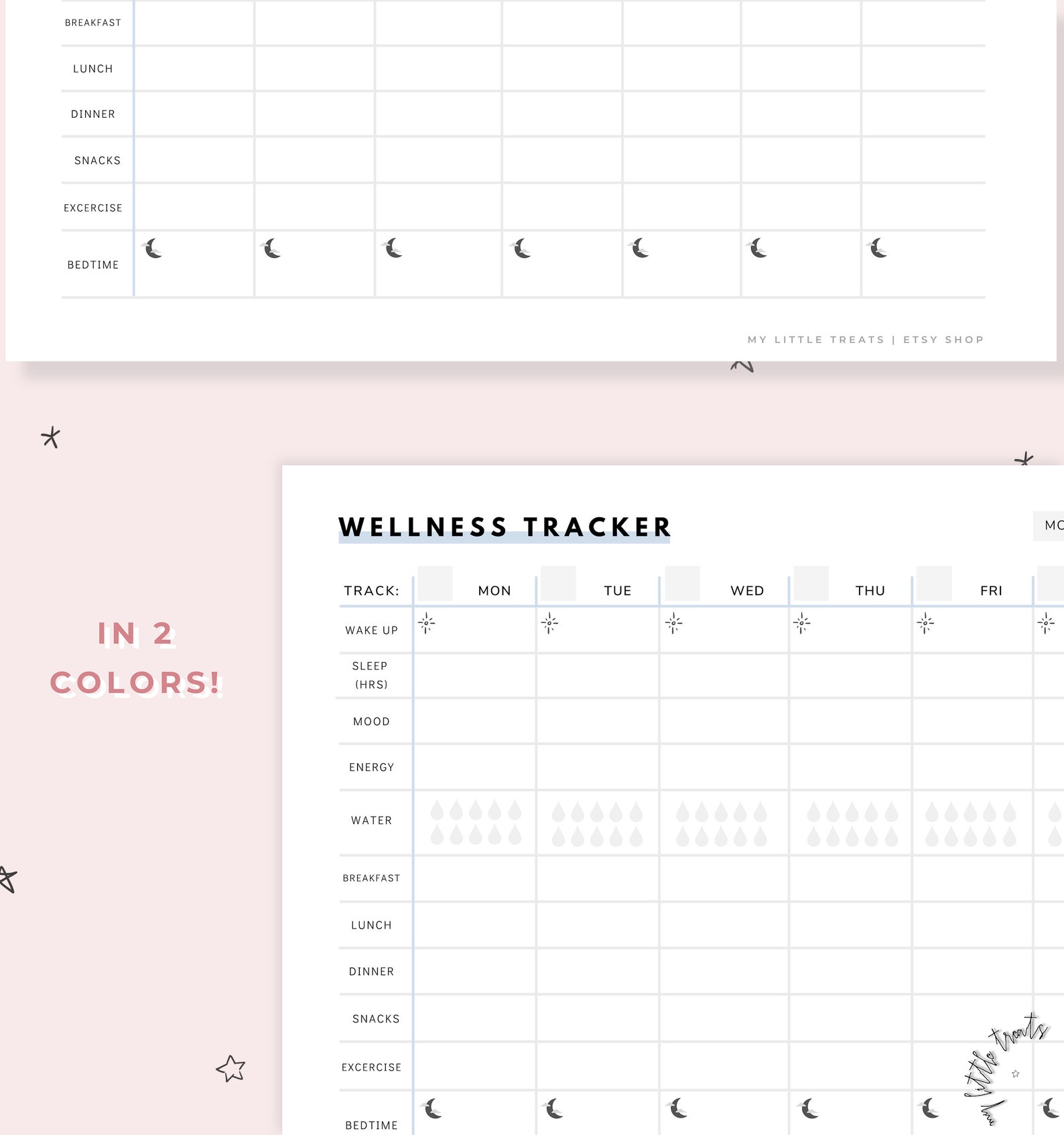 Weekly Wellness Printable Tracker Wellness Planner Chart - Etsy