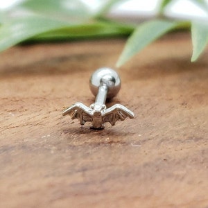 16g*6mm(l)* Tiny Bat Cartilage Piercing/color: Silver or Gold/ Various ...