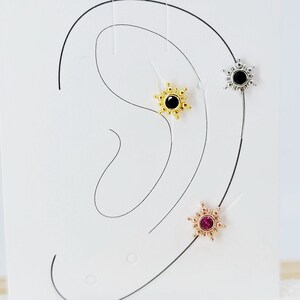 16 Gauge Sun Cartilage Piercing With CZ in Center/top Design Size: 5mm ...