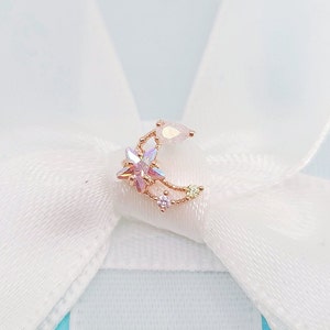 Cute Moon With AB Star Cartilage Piercing/silver, Rose Gold/ Various ...