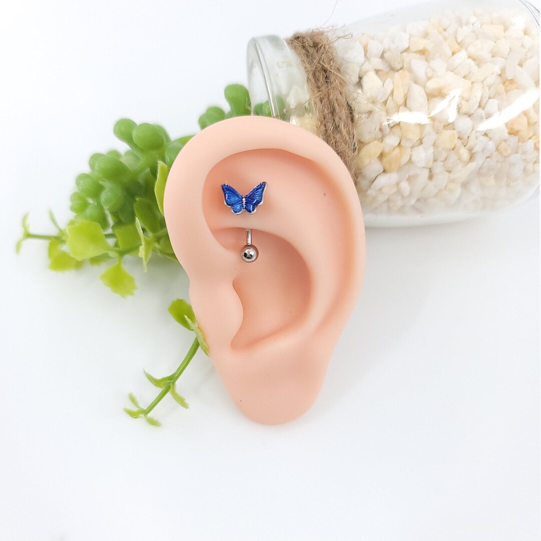 16G* Cute Butterfly Rook Cartilage Piercing/ Top Design Size: 9.5 Mm(w ...