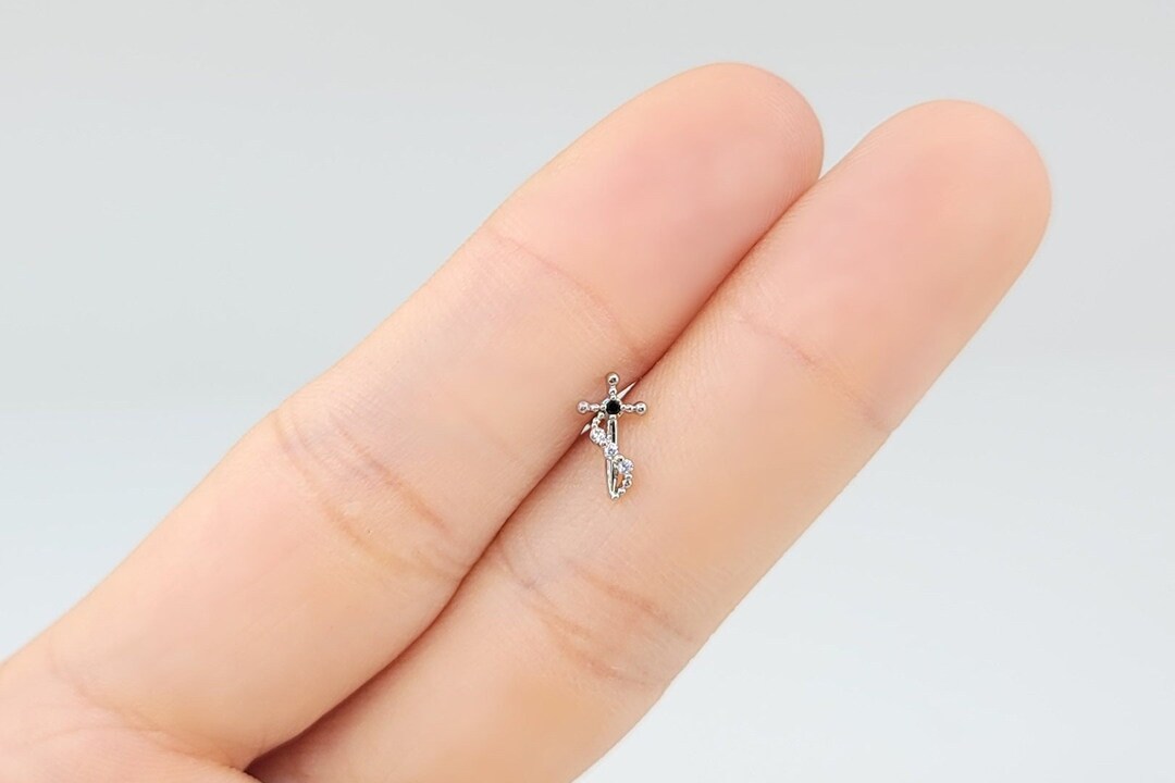 Dagger With CZ Wrap Around Cartilage Piercing /top Design: 5 X 9.5 Mm ...