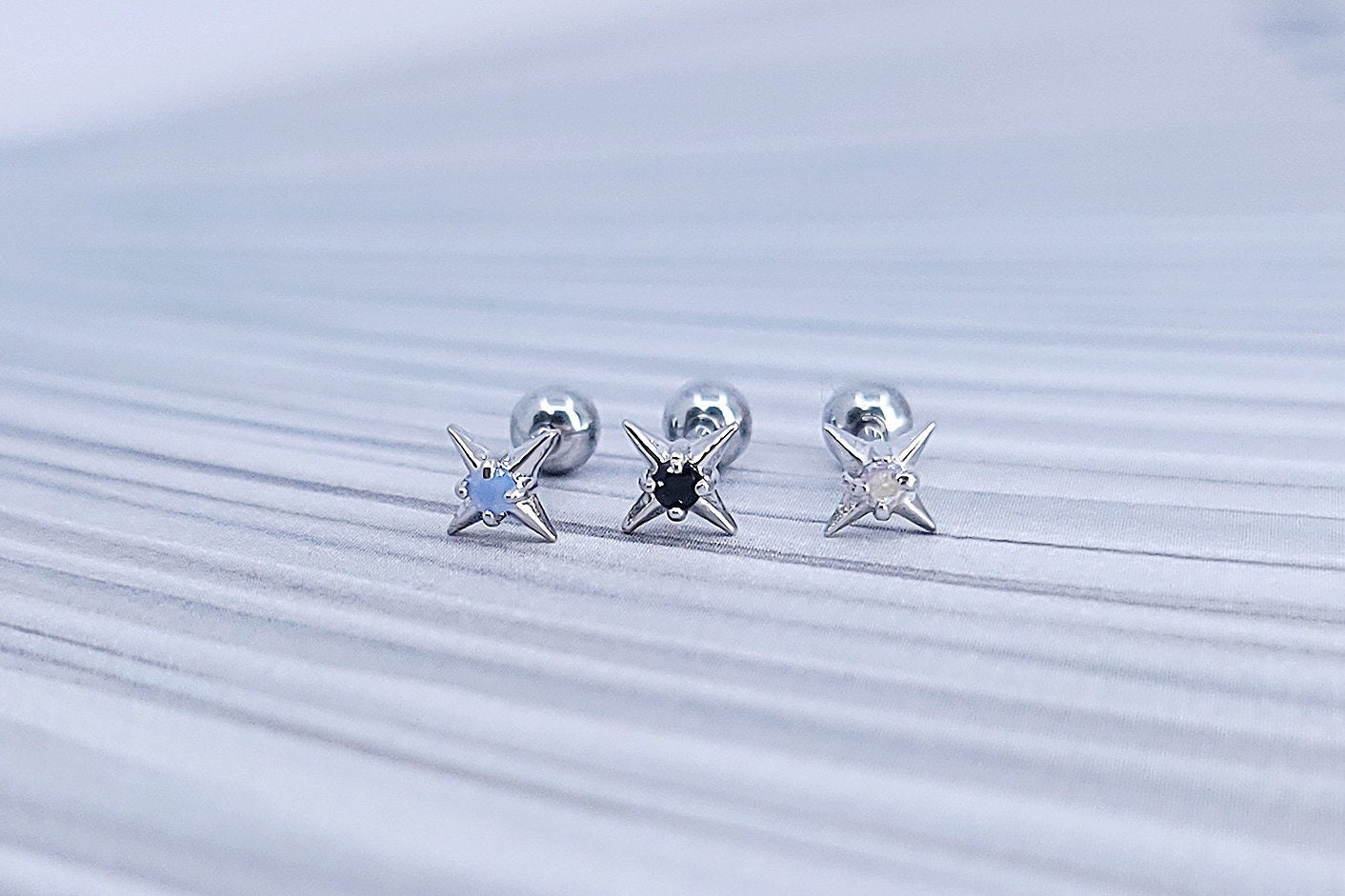 16G Star Cartilage Piercing: Dainty CZ Surgical Steel Bar - Etsy