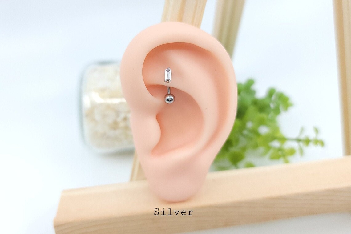 16G Baguette Rectangular Minimalist ROOK Cartilage Piercing/ | Etsy